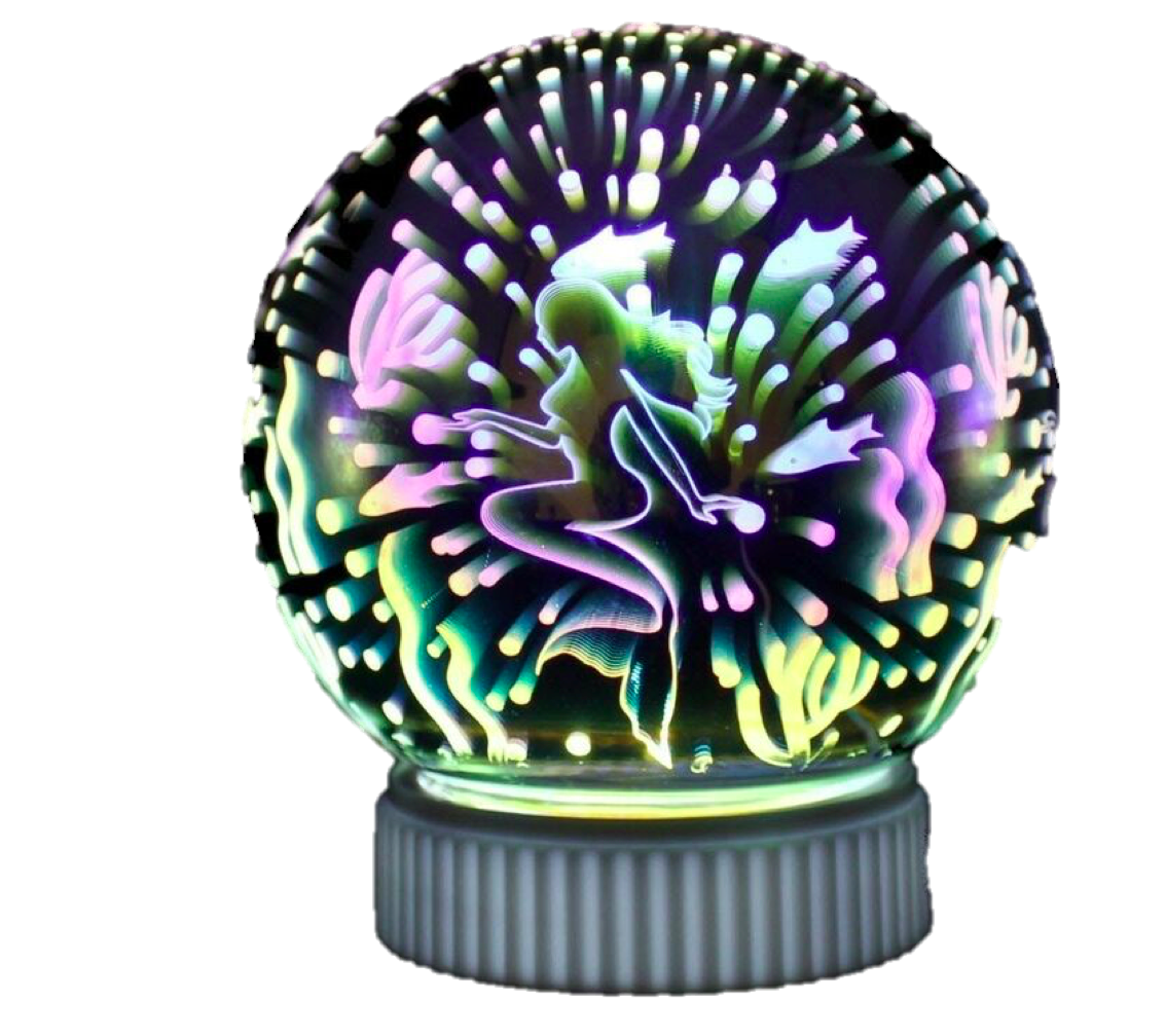 Amazing Stay-at-home Kids 3D Night Light LED Mermaid Night Glass Lamp ...