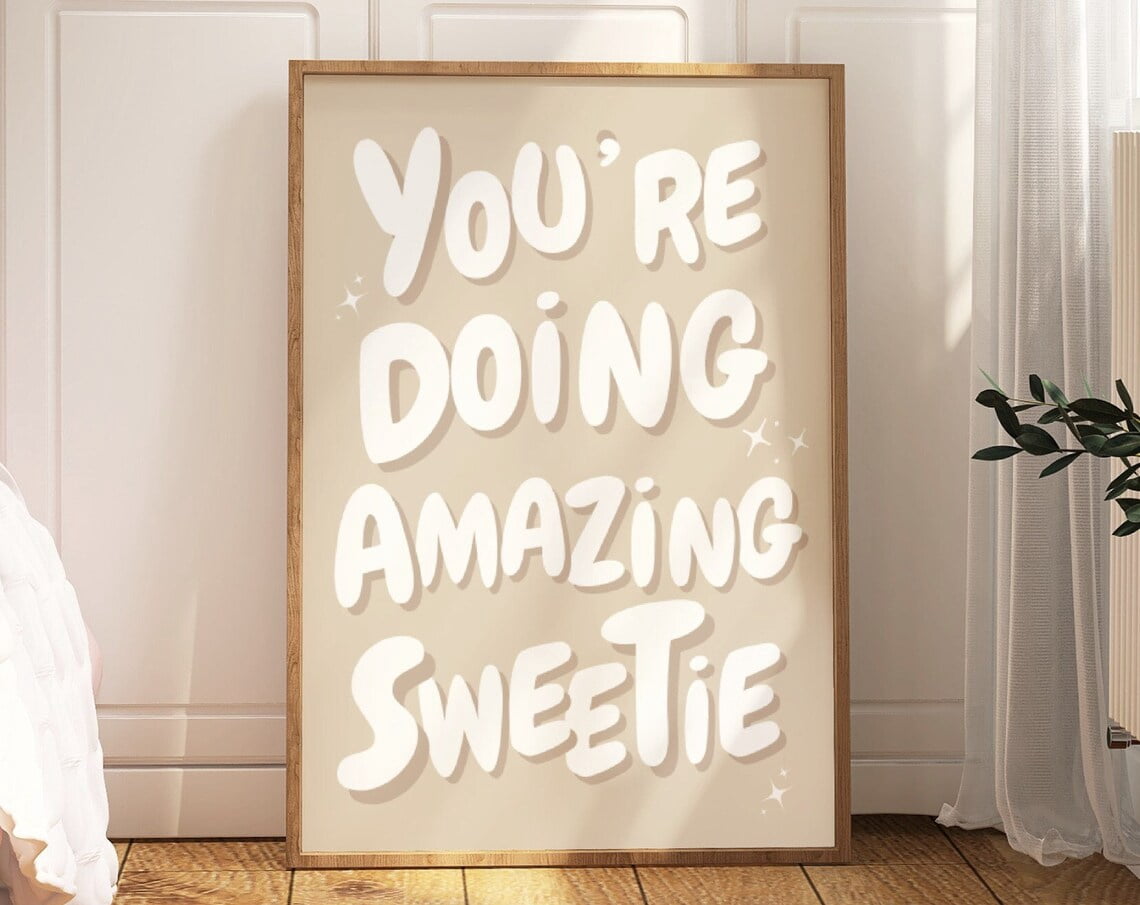 You'Re Doing Amazing Sweetie Print, Affirmation Wall Art, Teen Girl ...