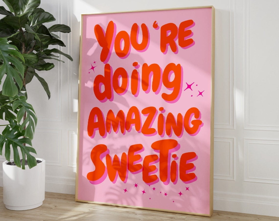 You'Re Doing Amazing Sweetie Print, Affirmation Wall Art, Teen Girl ...