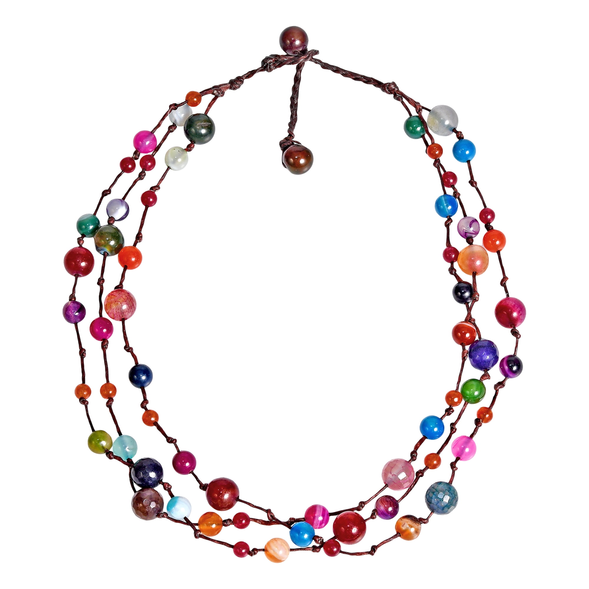 Amazing Triple Layer Multi-Color Stones on Cotton Rope Statement ...