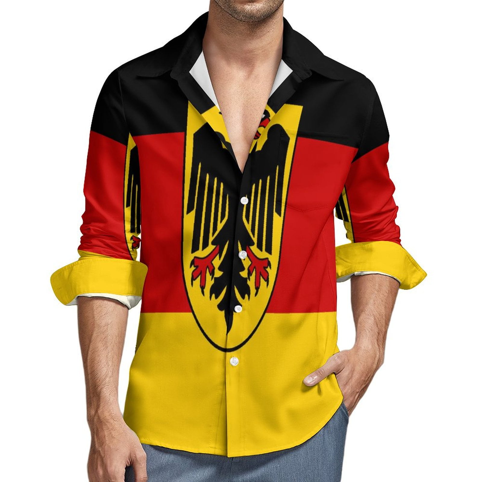 Amazing Vector of German Flag Hawaiian Shirt for Men Long Sleeve Button ...