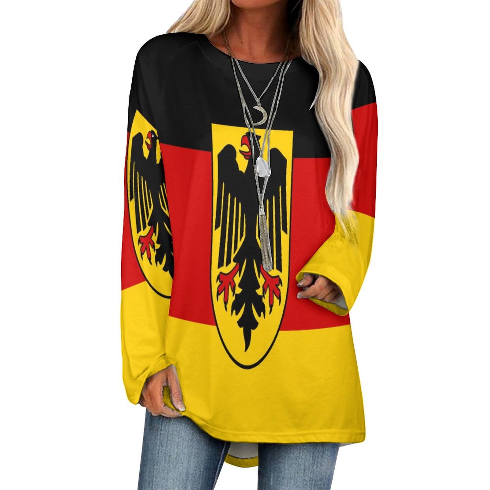 Amazing Vector of German Flag Plus Size Top Long Sleeve O-Neck T-Shirt ...