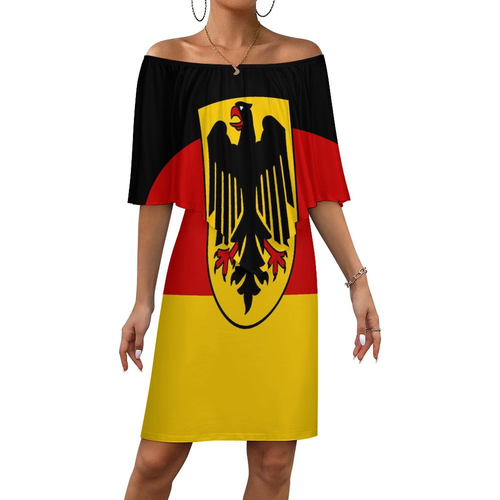 Amazing Vector of German Flag Women's Off The Shoulder Ruffles Summer ...