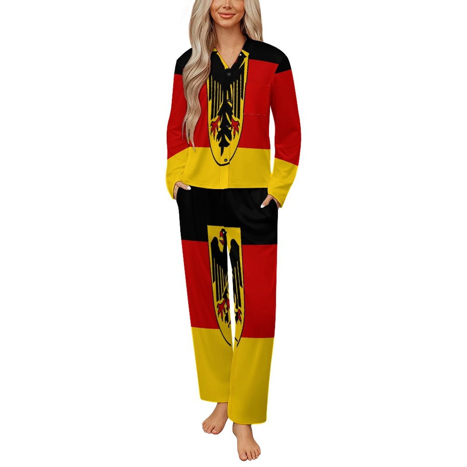 Amazing Vector of German Flag Womens Pyjamas Set Button Up Pyjamas ...