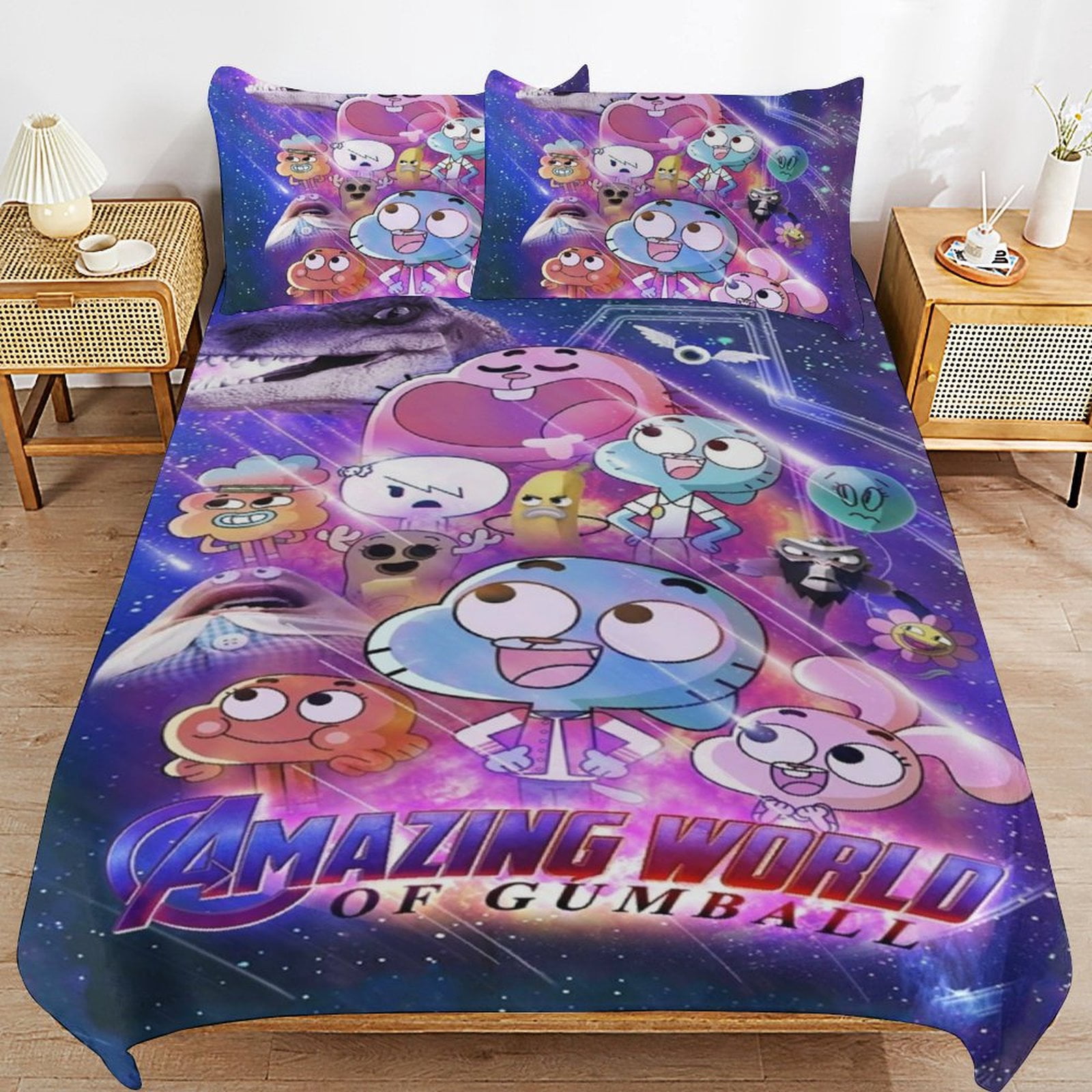 Amazing World of Gumball 3 Piece Anime Comforter Bedding 1 Set Super ...