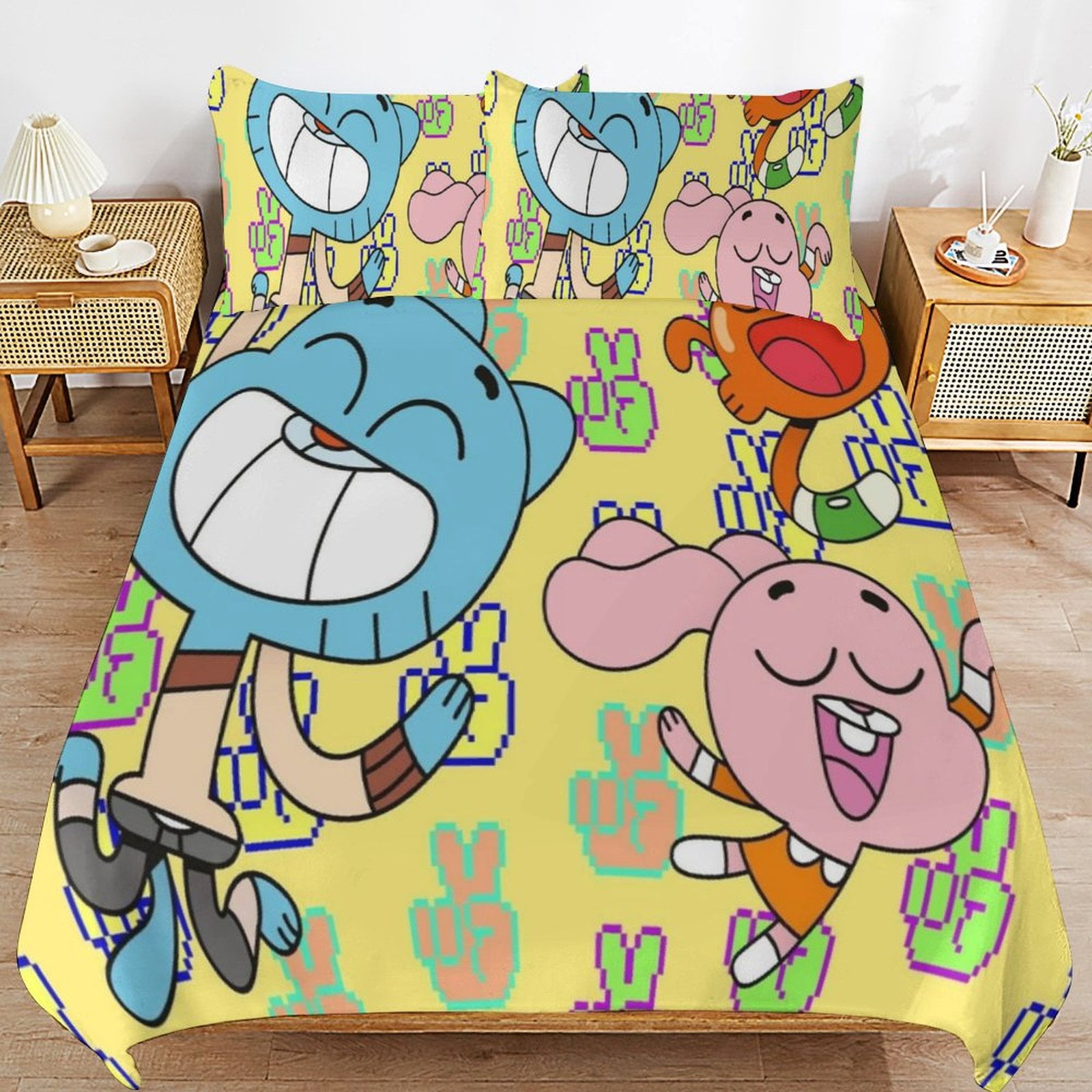 Amazing World of Gumball 3 Piece Anime Comforter Bedding 1 Set Super ...