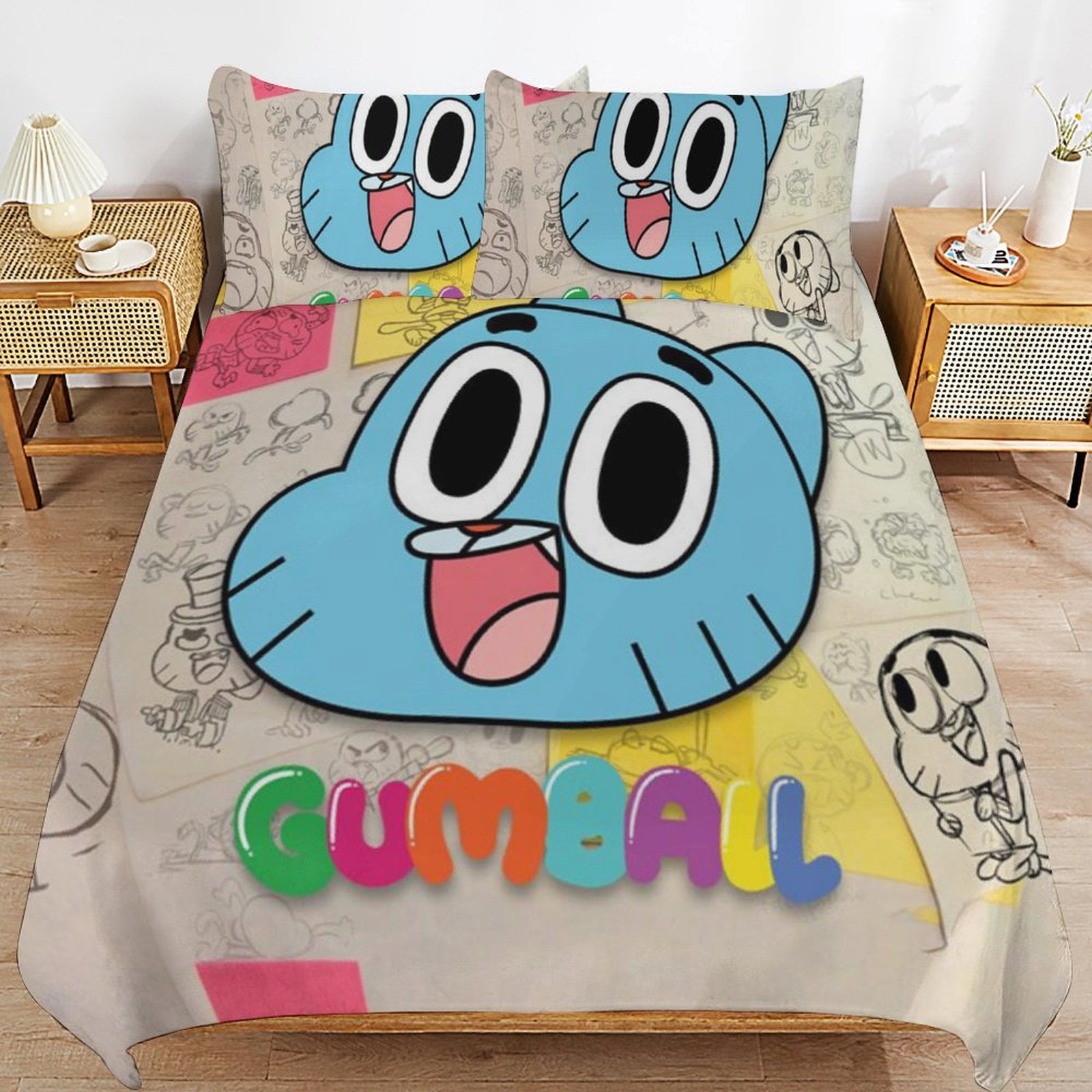 Amazing World of Gumball 3 Piece Anime Comforter Bedding 1 Set Super ...