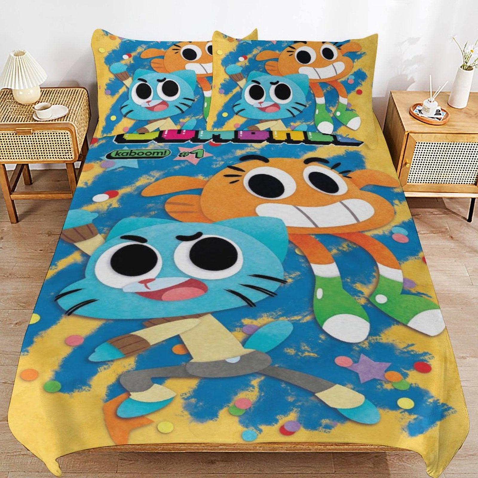 Amazing World of Gumball 3 Piece Anime Comforter Bedding 1 Set Super ...