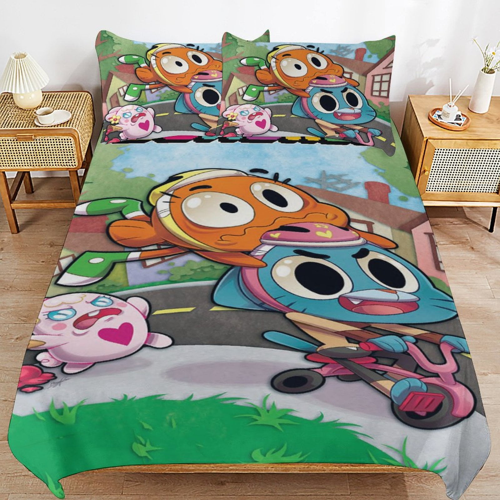 Amazing World of Gumball 3 Piece Anime Comforter Bedding 1 Set Super ...