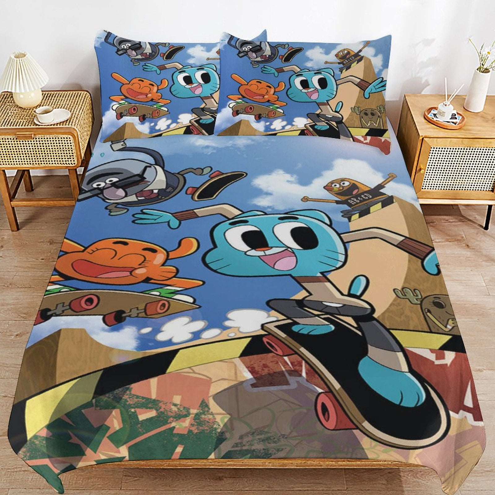 Amazing World of Gumball 3 Piece Anime Comforter Bedding 1 Set Super ...