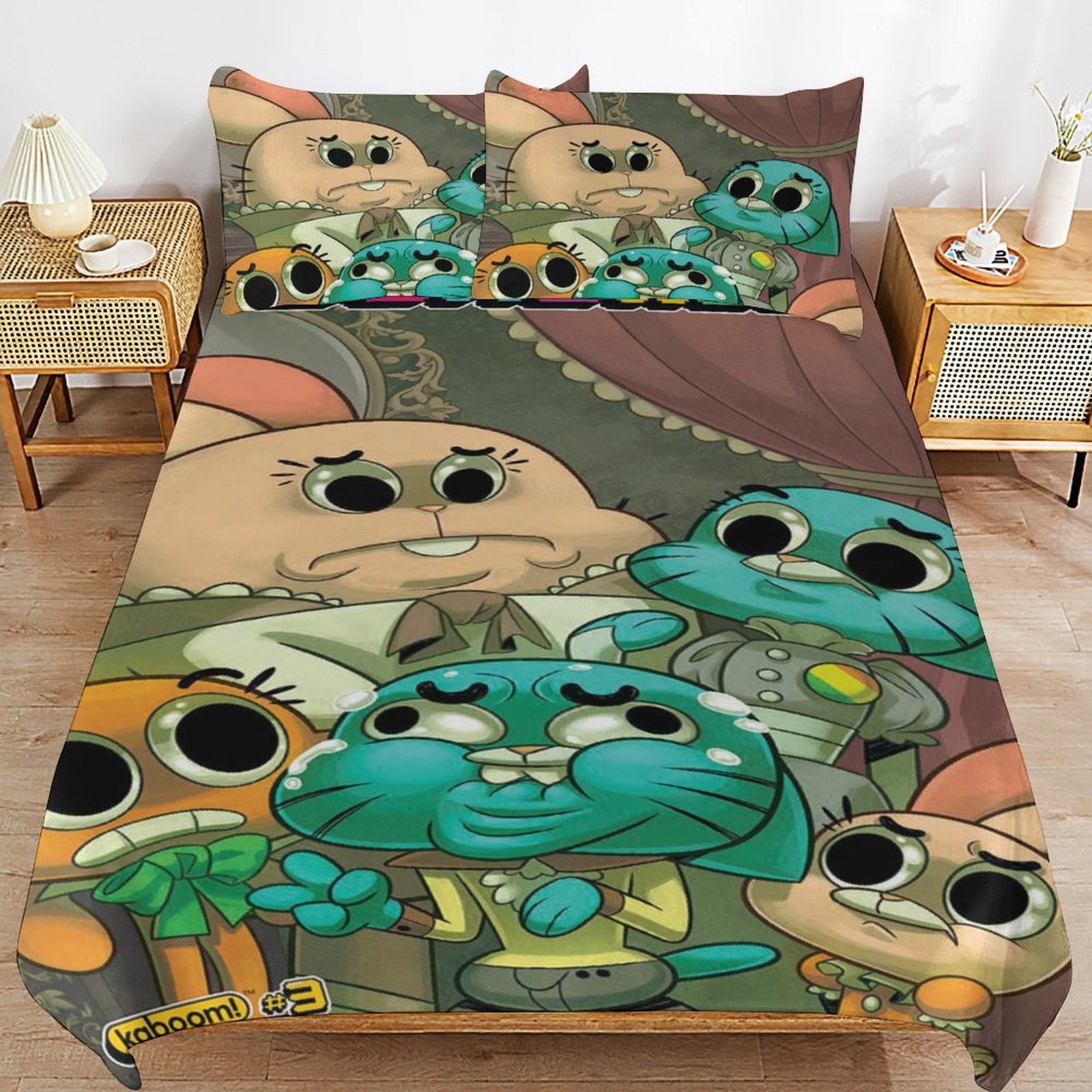 Amazing World of Gumball 3 Piece Anime Comforter Bedding 1 Set Super ...