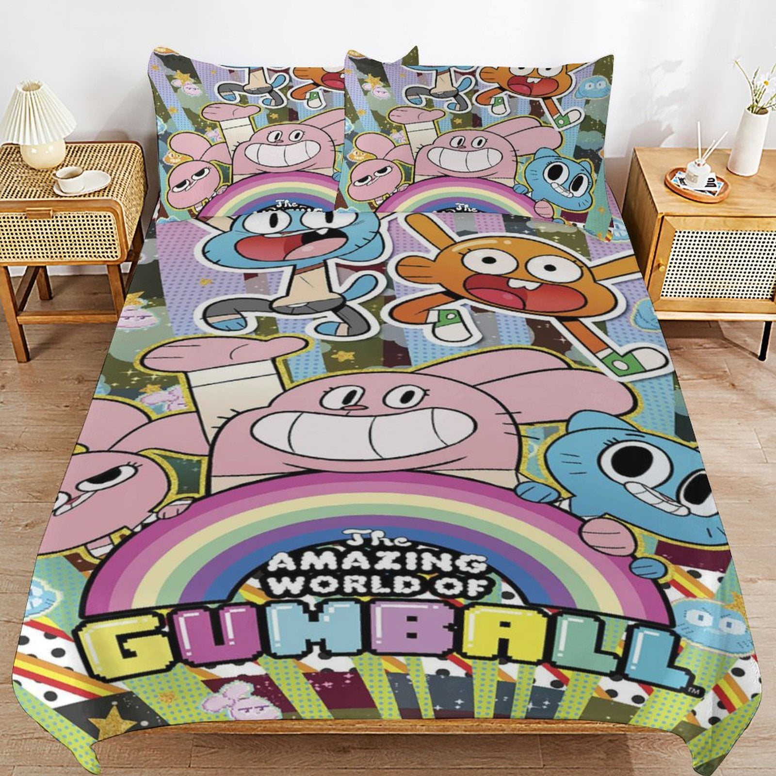 Amazing World of Gumball 3 Piece Anime Comforter Bedding 1 Set Super ...