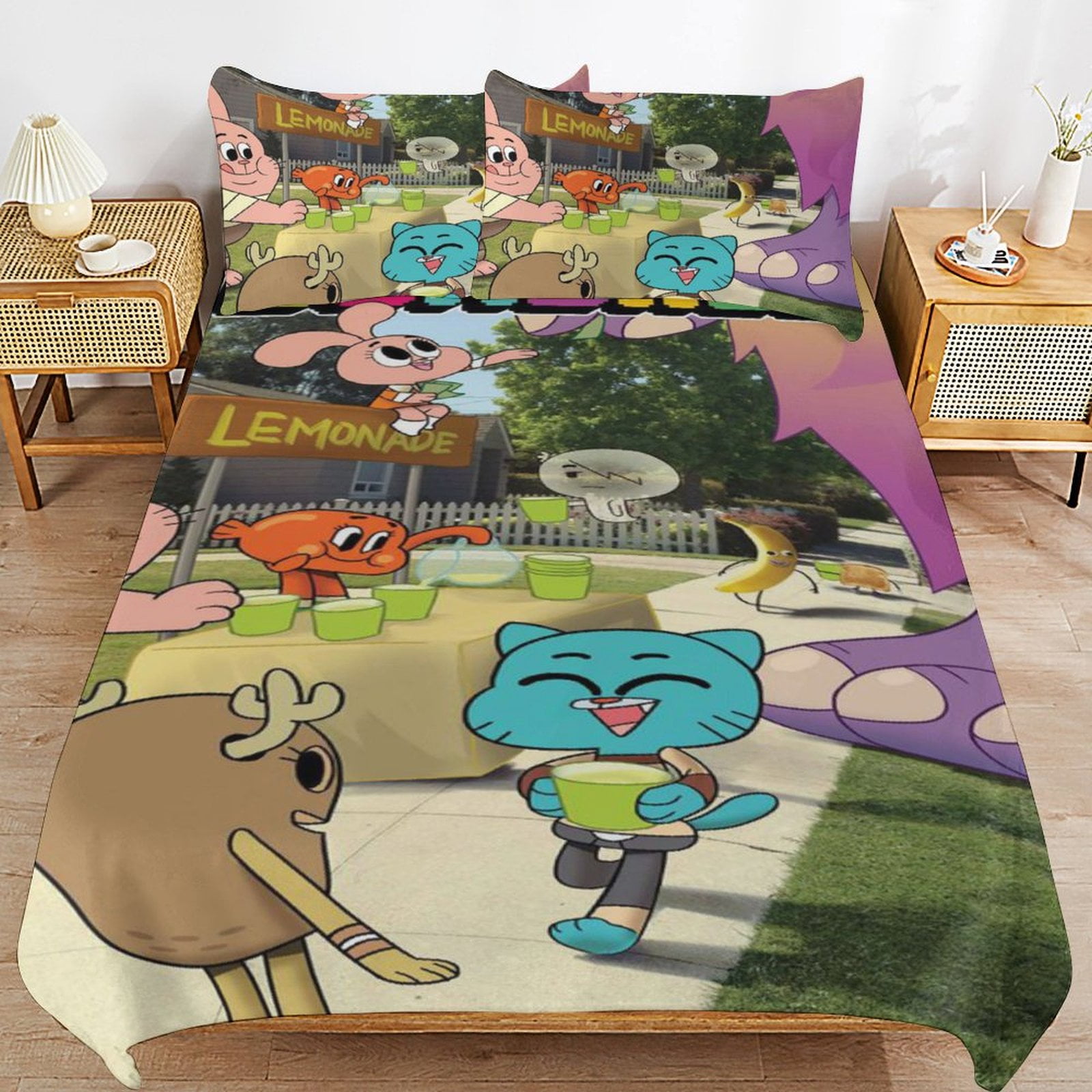 Amazing World of Gumball 3 Piece Anime Comforter Bedding 1 Set Super ...