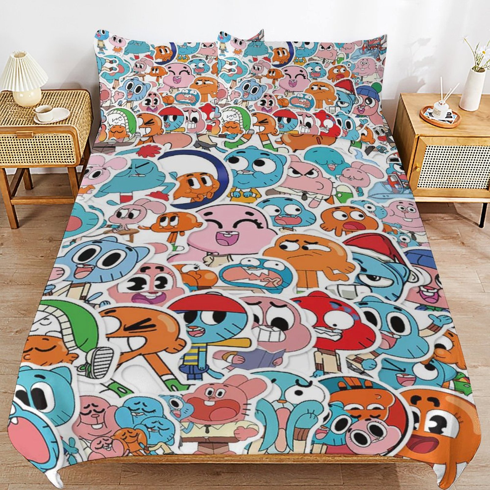 Amazing World of Gumball 3 Piece Anime Comforter Bedding 1 Set Super ...