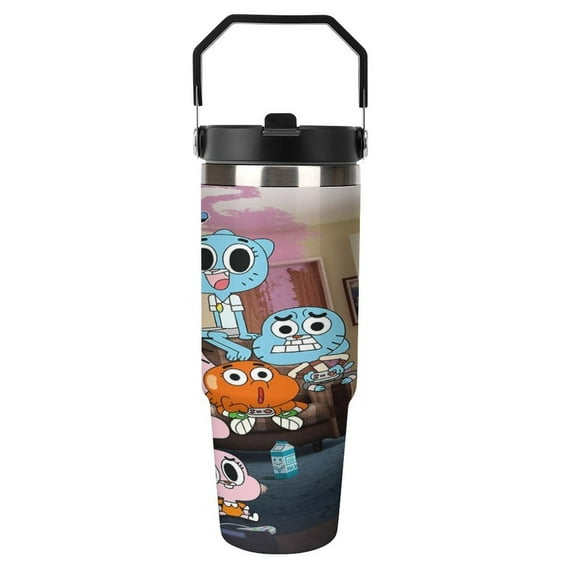 Amazing World of Gumball 30 OzTumbler with Handle And Straw, Stainless ...