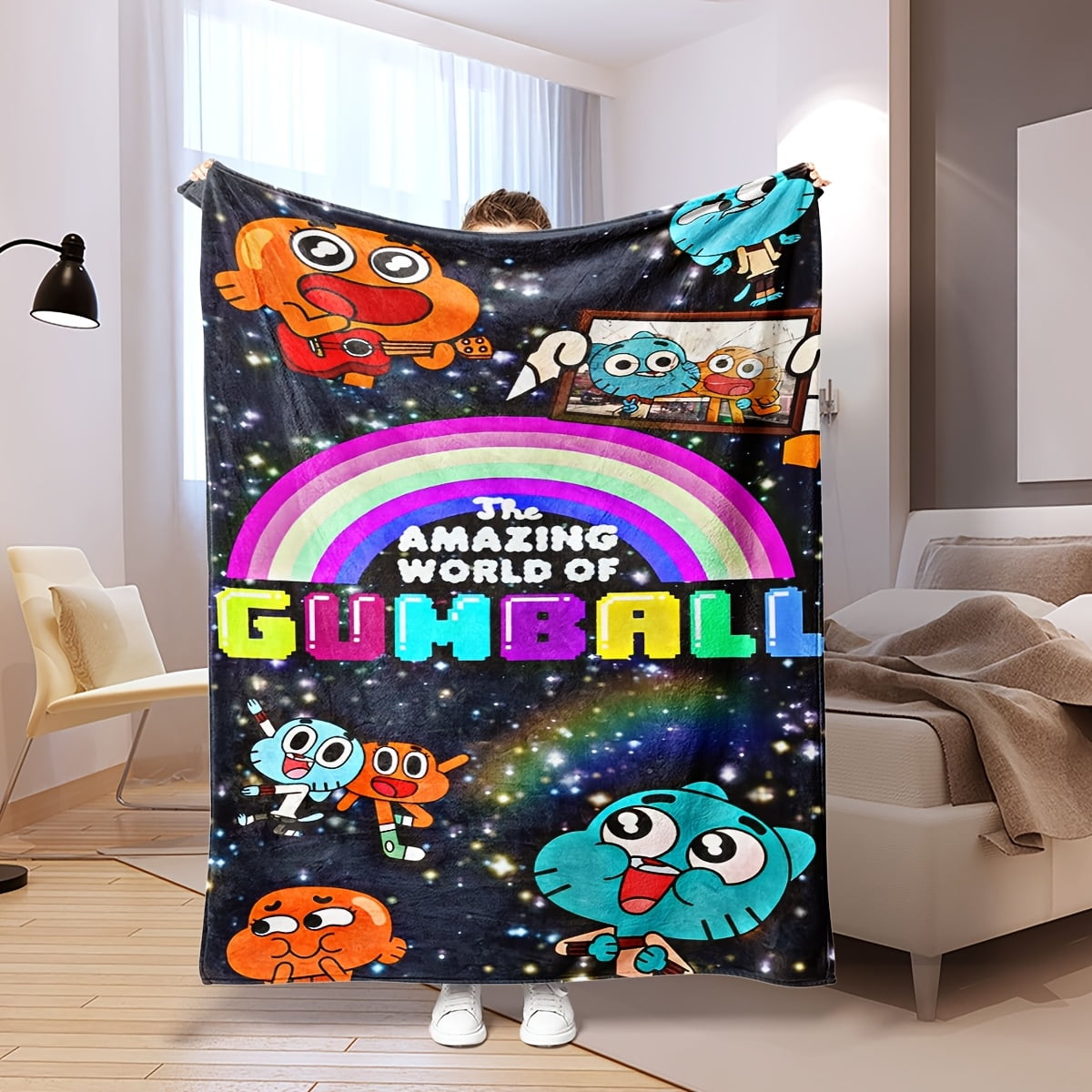 The Amazing World of Gumball Contemporary Knitted Throw Blanket Digital ...