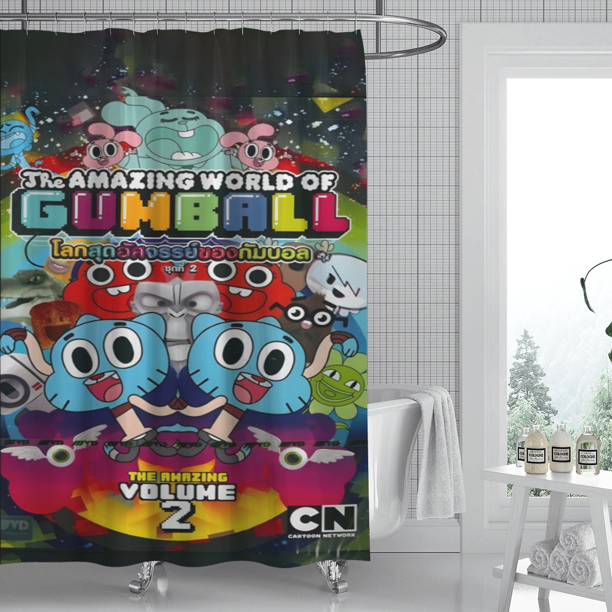 The Amazing World of Gumball shower curtain showcases an iconic print ...