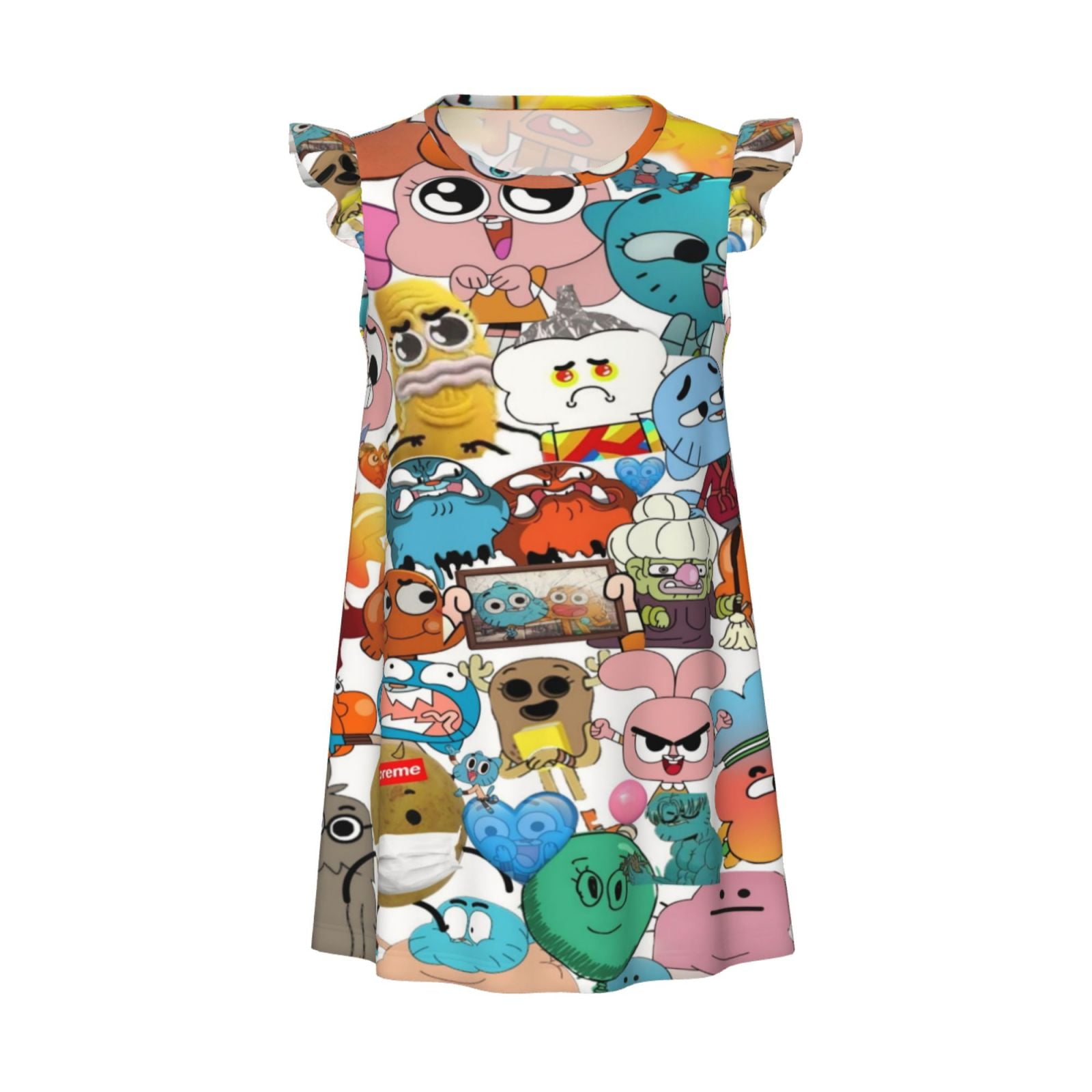 Amazing World Of Gumball Little Girls Nightgowns Print Flutter Sleeve ...