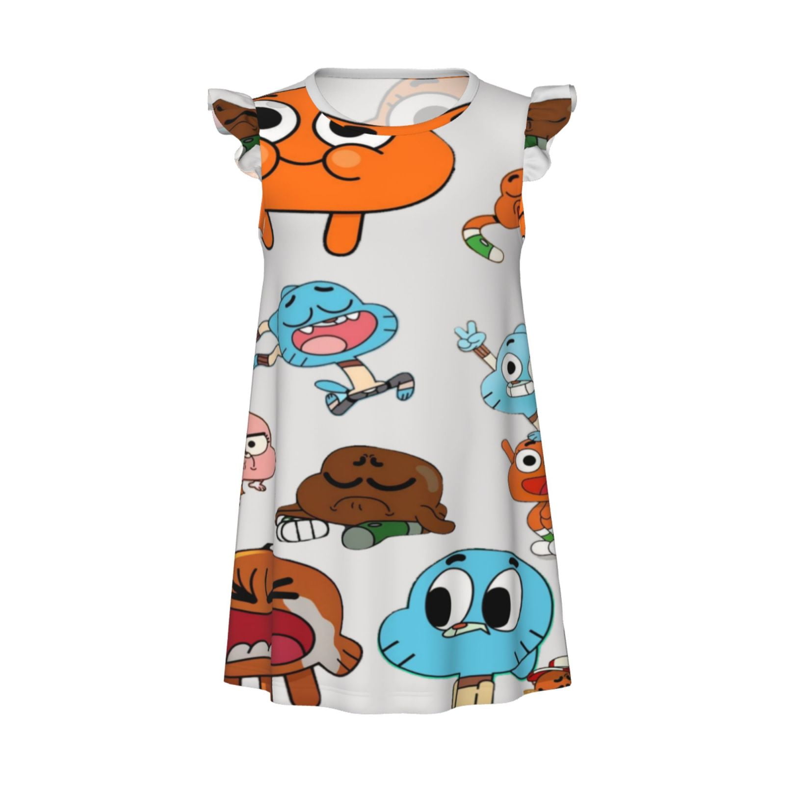 Amazing World Of Gumball Little Girls Nightgowns Print Flutter Sleeve ...