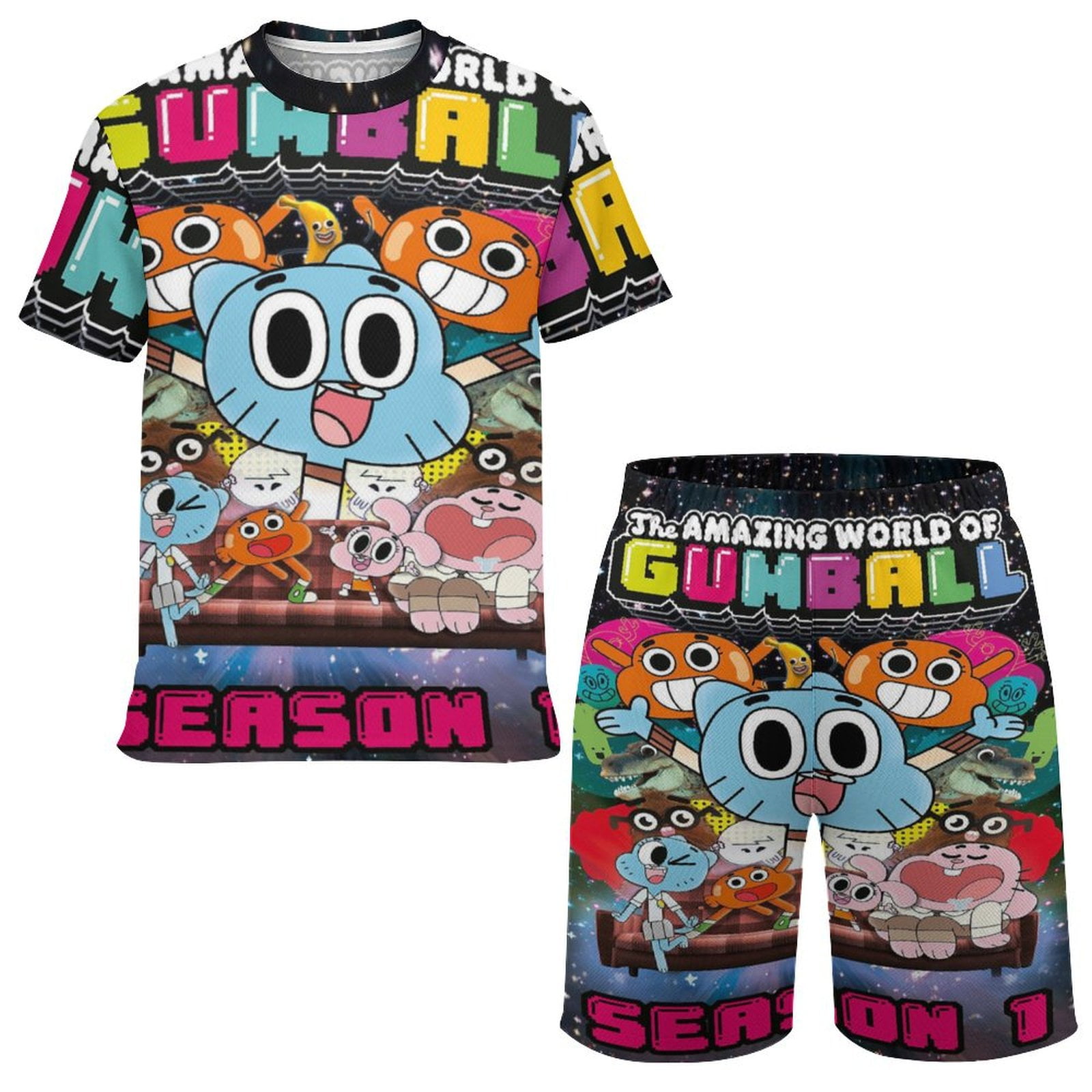 Amazing World of Gumball Boys Girls Short Sleeve Mesh T-Shirt And ...