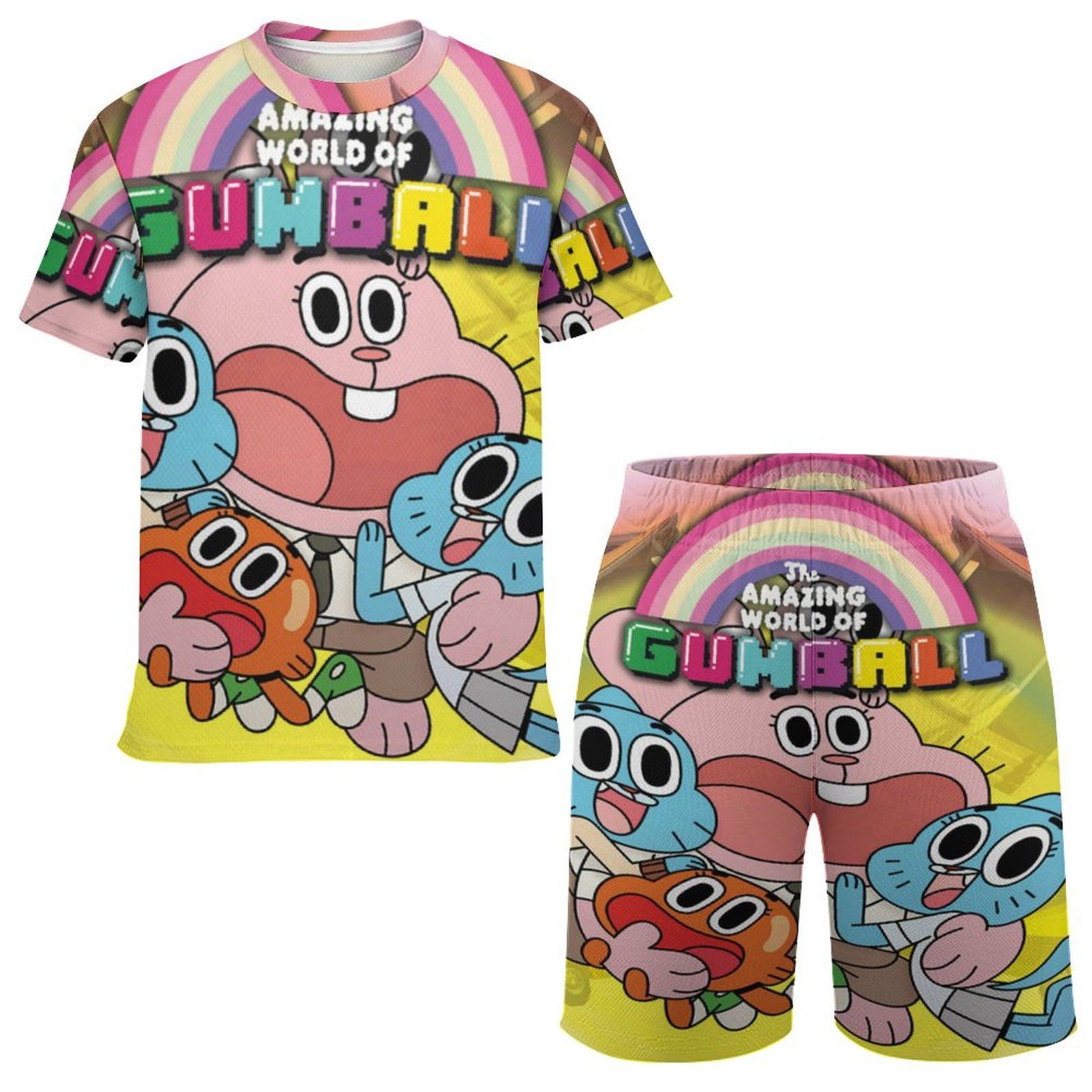 Amazing World of Gumball Kids Short Sleeve Mesh T-Shirt And Shorts ...