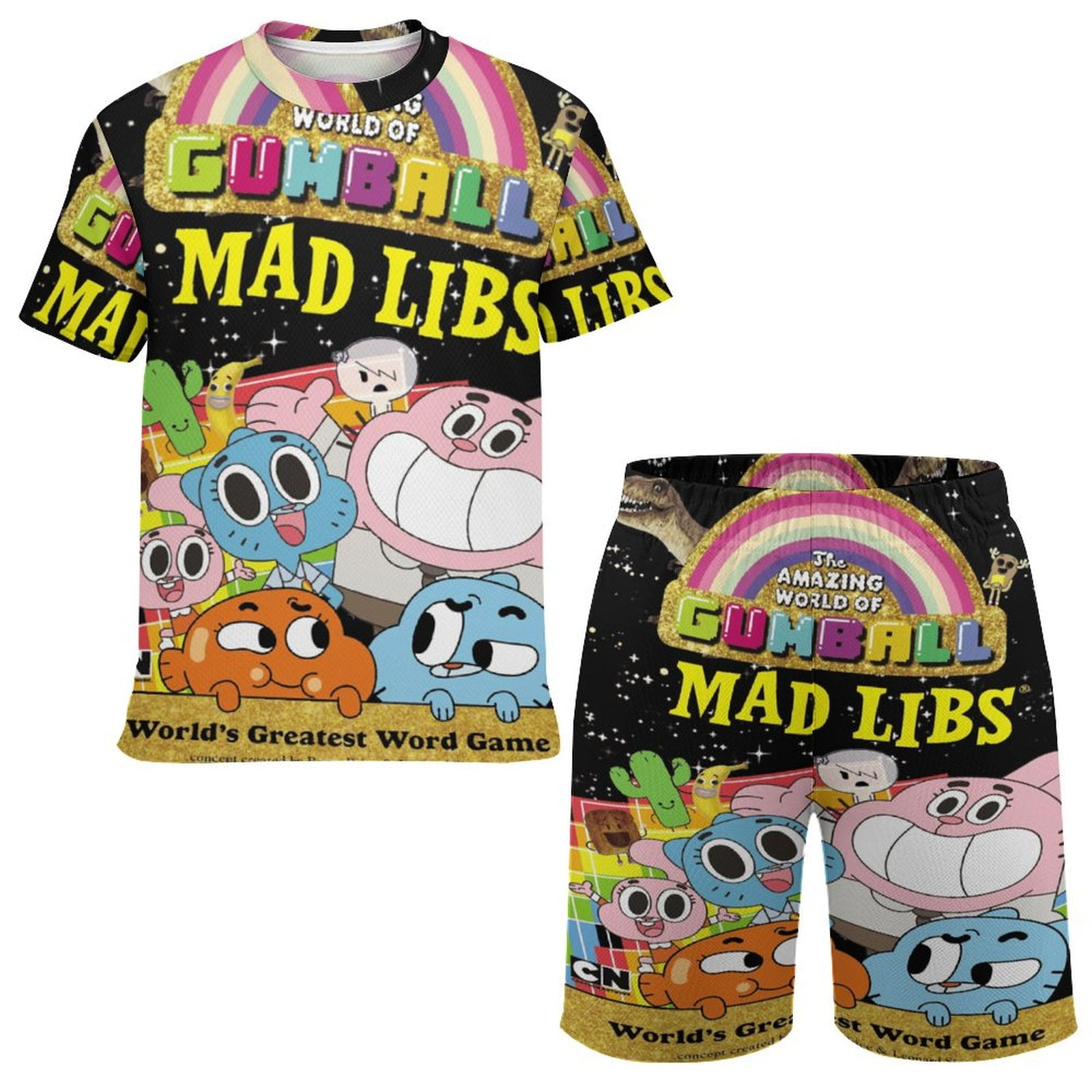 Amazing World of Gumball Kids Short Sleeve Mesh T-Shirt And Shorts ...