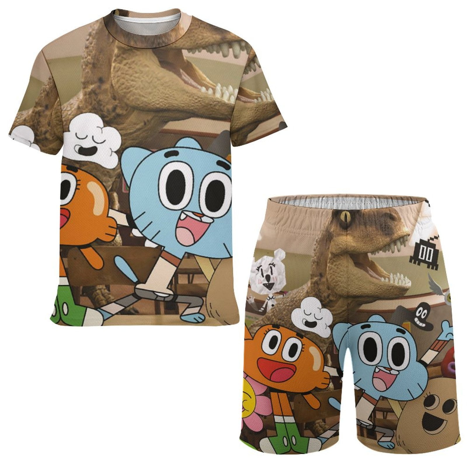 Amazing World of Gumball Kids Short Sleeve Mesh T-Shirt And Shorts ...