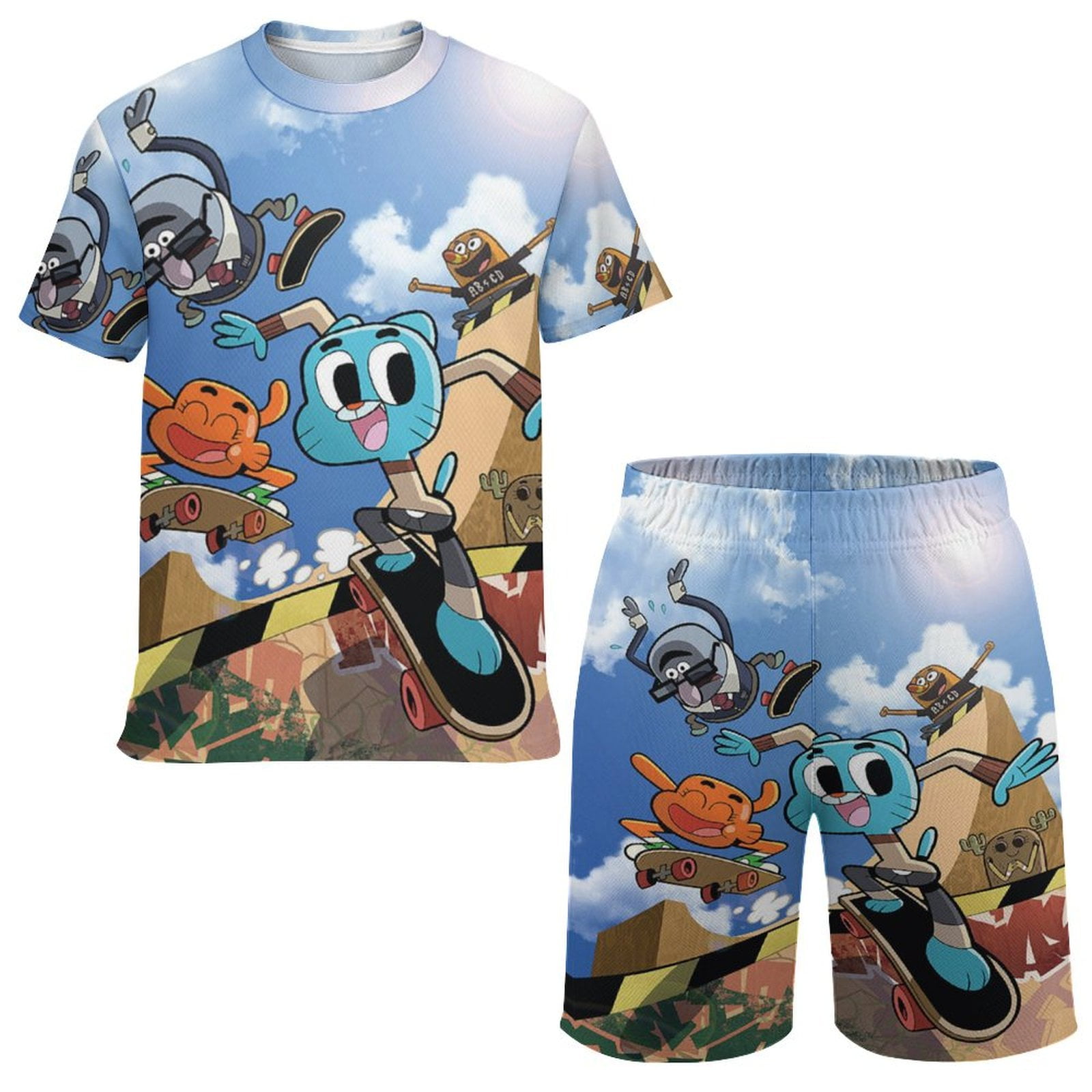 Amazing World of Gumball Kids Short Sleeve Mesh T-Shirt And Shorts ...