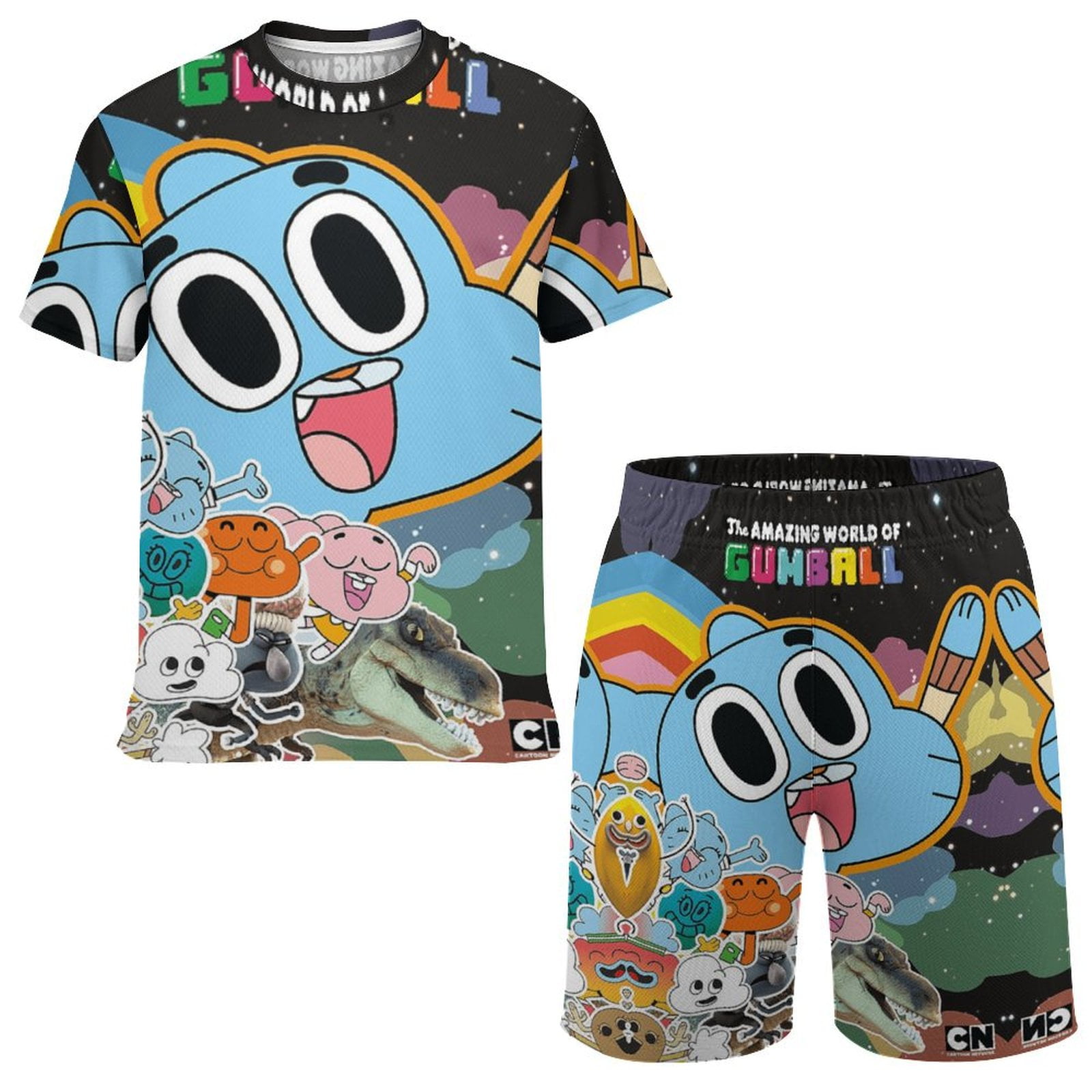 Amazing World of Gumball Kids Short Sleeve Mesh T-Shirt And Shorts ...