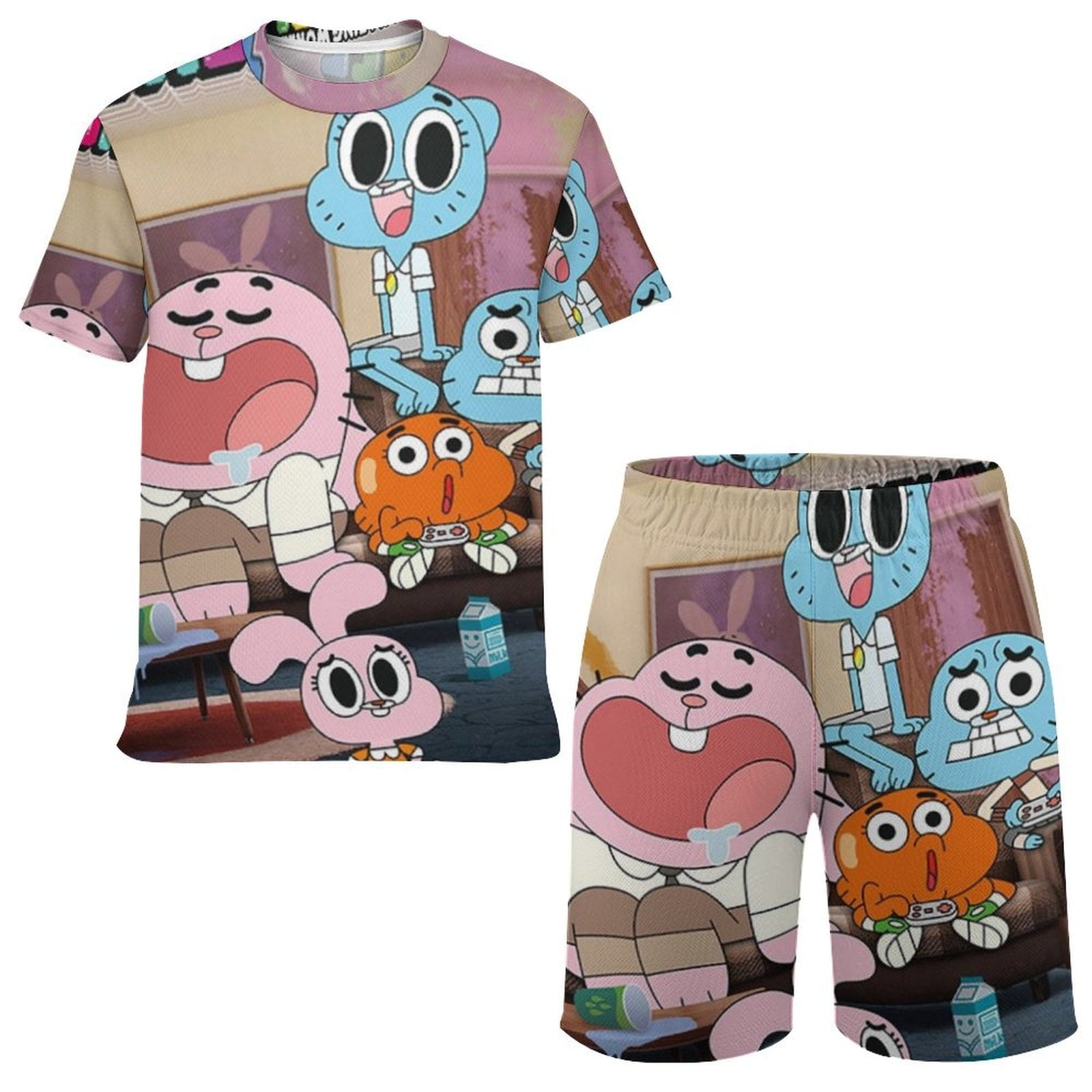 Amazing World of Gumball Kids Short Sleeve T-Shirt And Mesh Shorts ...