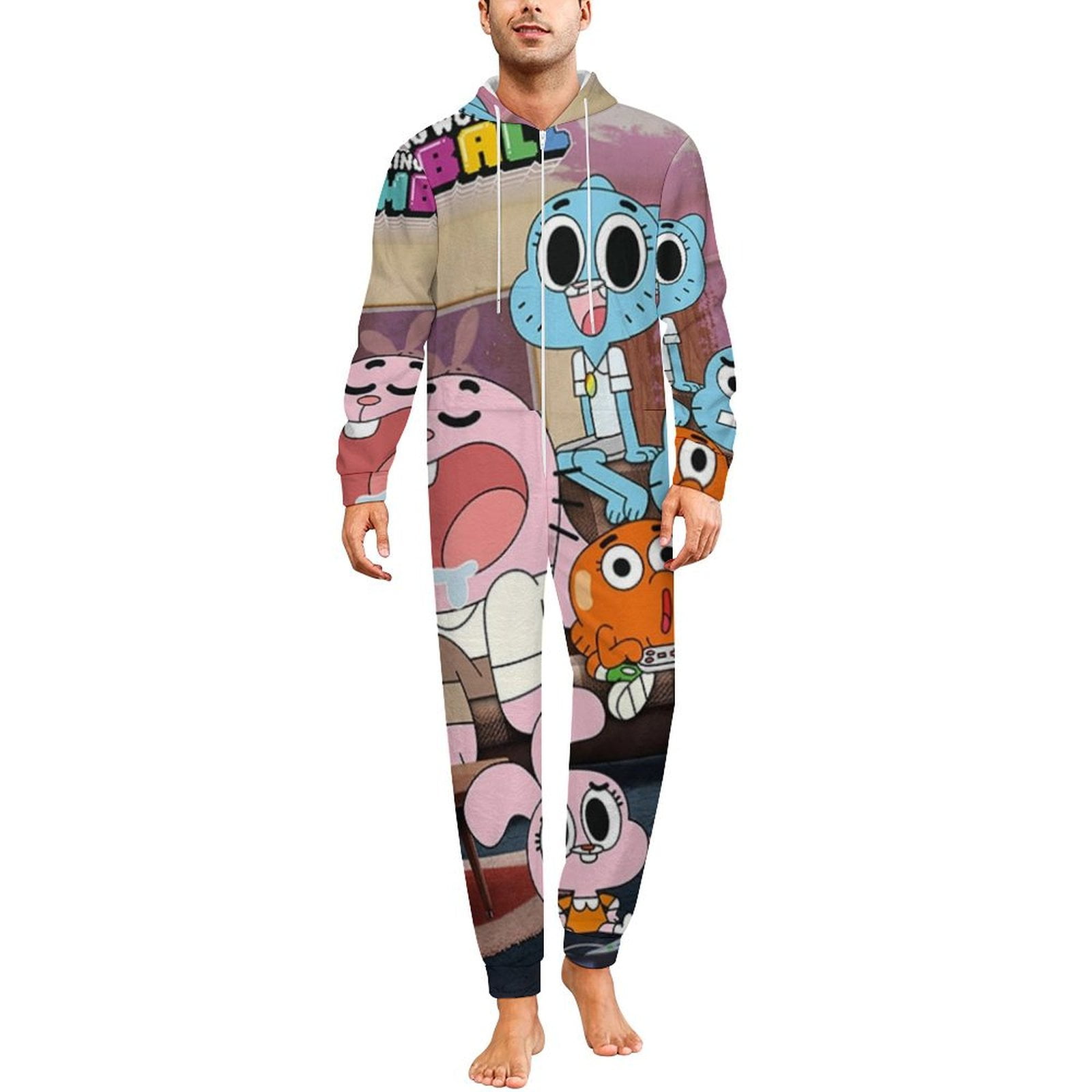 Amazing World of Gumball Men's Hooded Jumpsuit - Zip Up One Piece ...