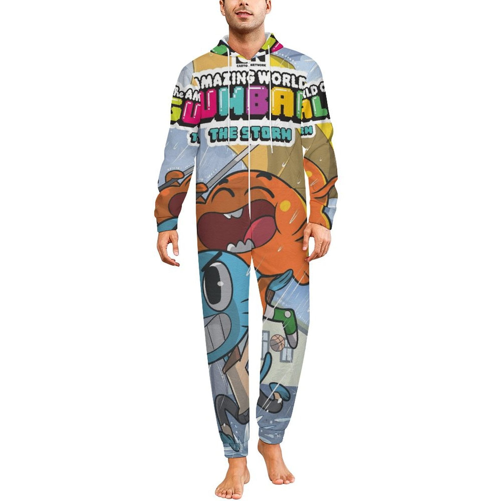 Amazing World of Gumball Men's Hooded Jumpsuit - Zip Up One Piece ...