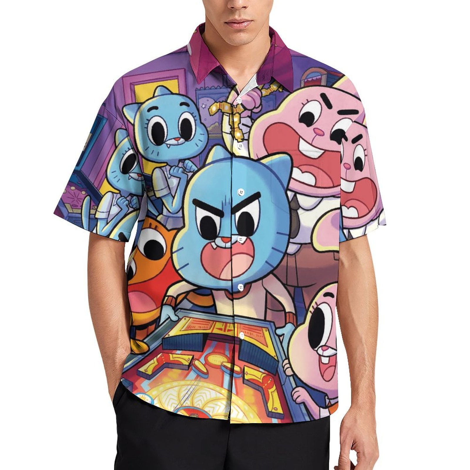 Amazing World of Gumball Mens Hawaiian Shirt Loose Fit Shirts - Short ...