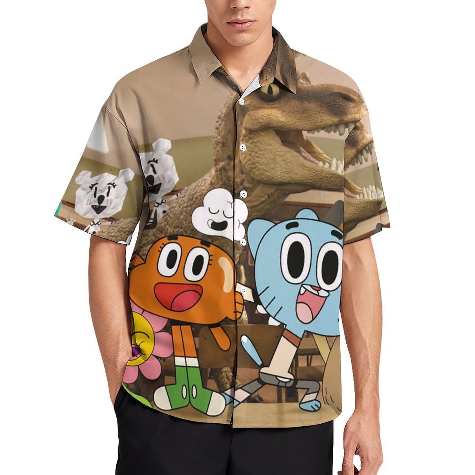 Amazing World of Gumball Mens Hawaiian Shirt Loose Fit Shirts - Short ...