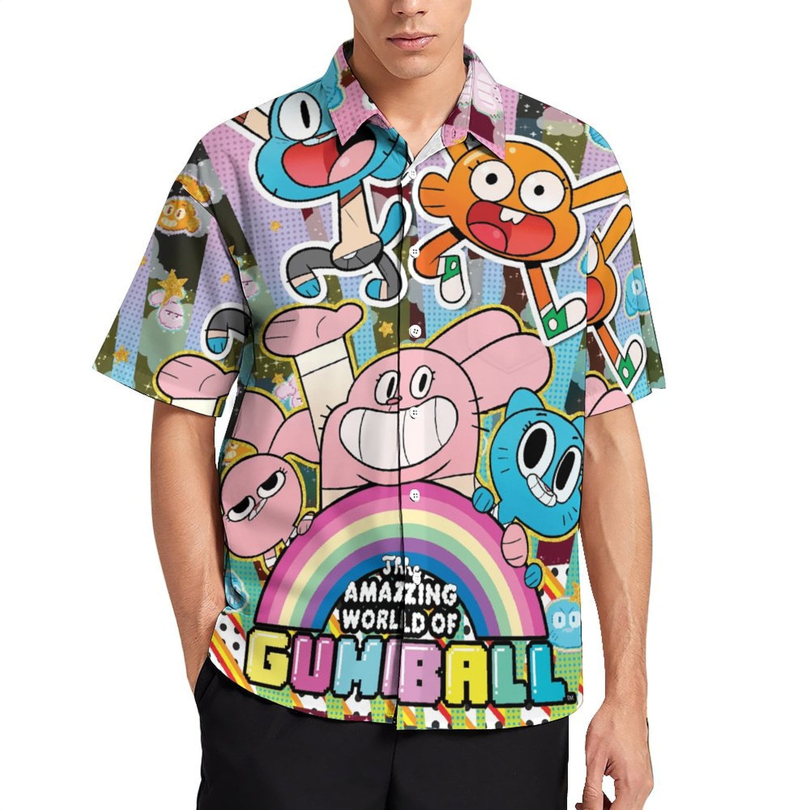 Amazing World of Gumball Mens Hawaiian Shirt Short Sleeve Button Down ...