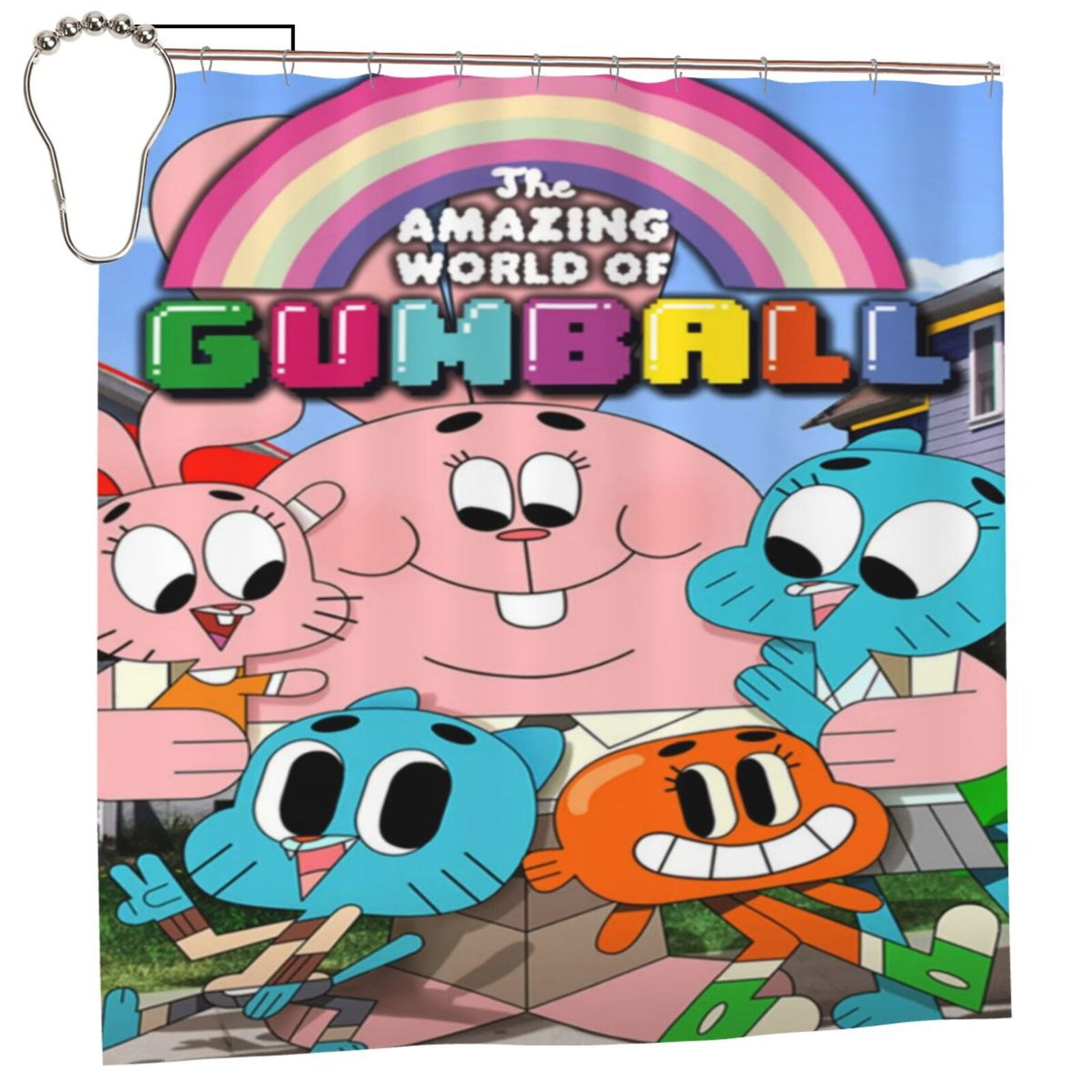 Amazing World of Gumball Shower Curtain Set, Waterproof Fabric Kids ...