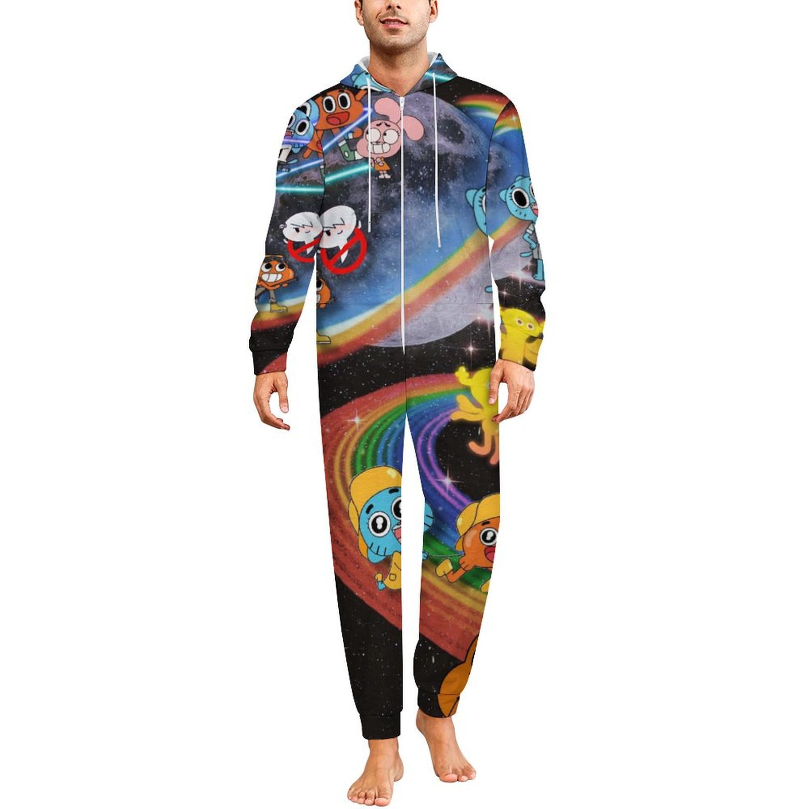 Amazing World of Gumball Unisex Onesie Pajamas Zipper Jumpsuit Hooded ...