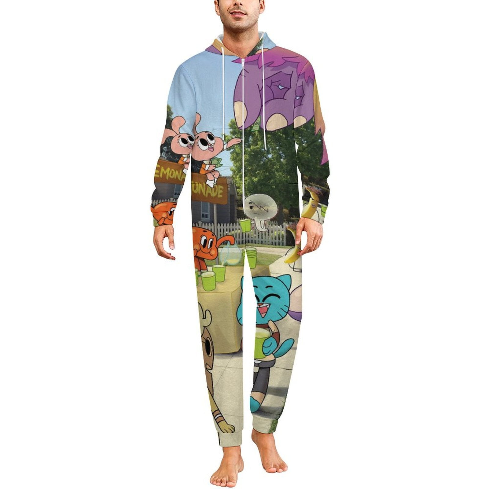 Amazing World of Gumball Unisex Onesie Pajamas Zipper Jumpsuit Hooded ...