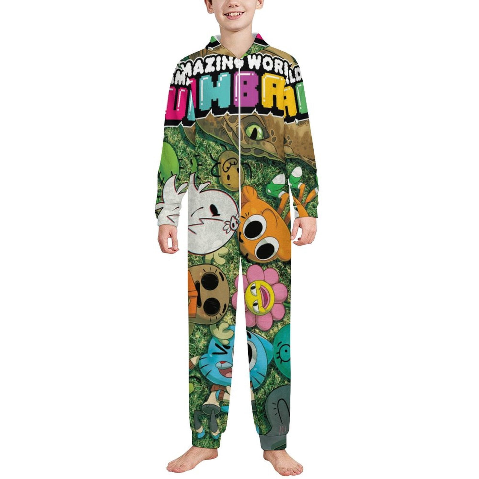 Amazing World of Gumball Unisex Onesie Pajamas Zipper Jumpsuit Hooded ...