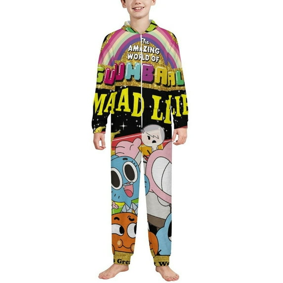 Amazing World of Gumball Unisex Onesie Pajamas Zipper Jumpsuit Hooded ...