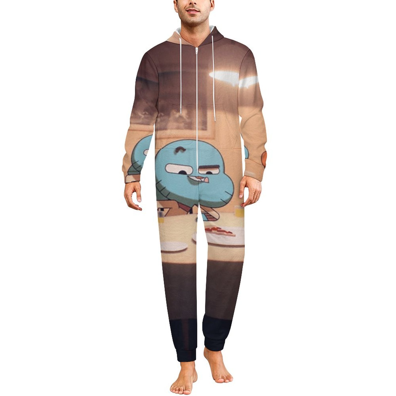Amazing World of Gumball Unisex Onesie Pajamas Zipper Jumpsuit Hooded ...
