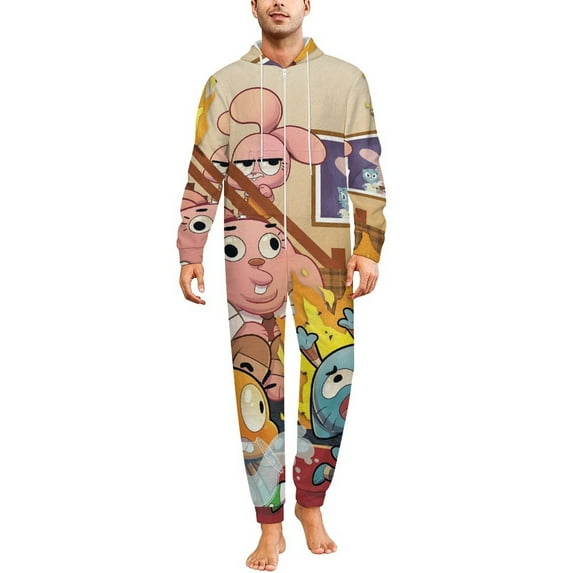 Amazing World of Gumball Unisex Onesie Pajamas Zipper Jumpsuit Hooded ...