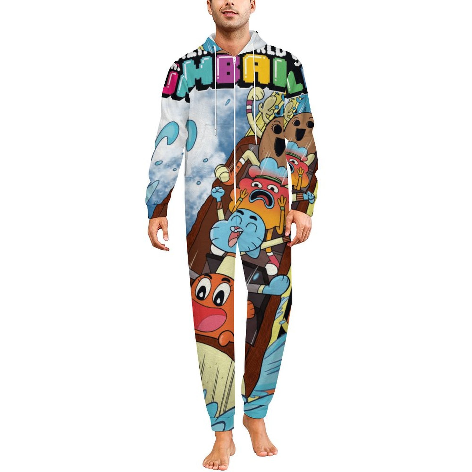 Amazing World of Gumball Unisex Onesie Pajamas Zipper Jumpsuit Hooded ...