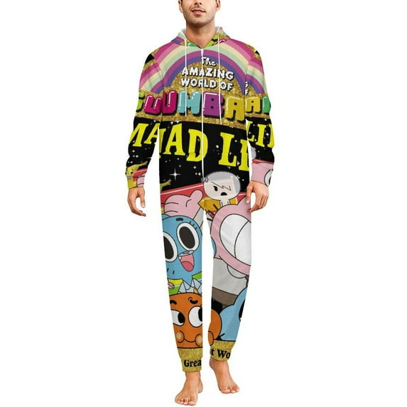 Amazing World of Gumball Unisex Onesie Pajamas Zipper Jumpsuit Hooded ...