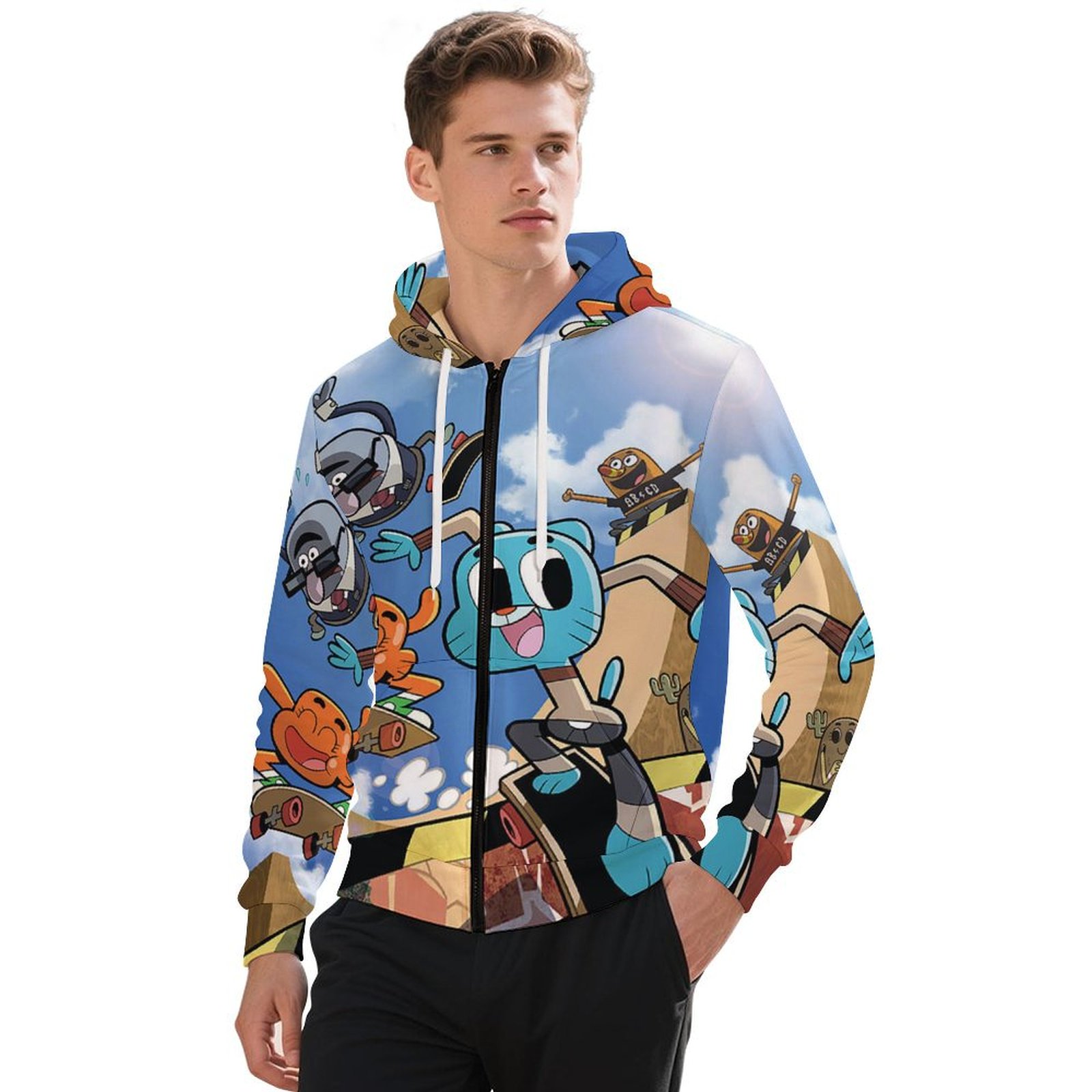 Amazing World of Gumball Zip Up Hoodie Pullover Hooded Long Sleeve ...