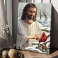 Amazing snow forest Red cardinal Religious art Beautiful Jesus painting ...