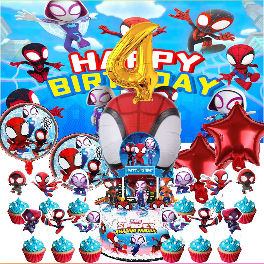 Amazing spidy and friends Party Supplies Decor 4th Kit Balloons ...