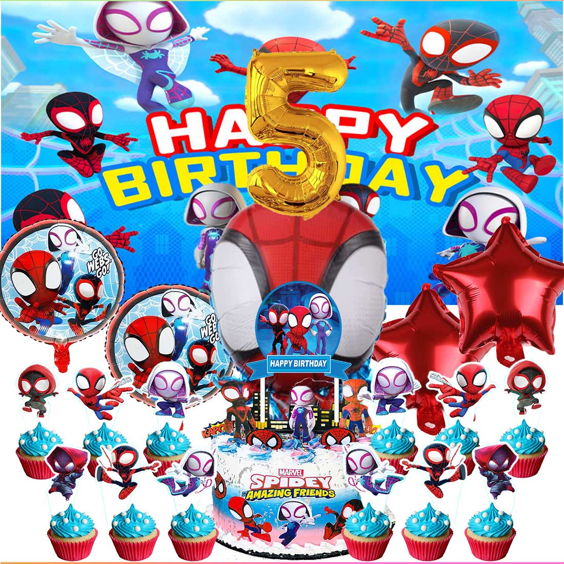 Amazing spidy and friends Party Supplies Decor 5th Kit Balloons ...