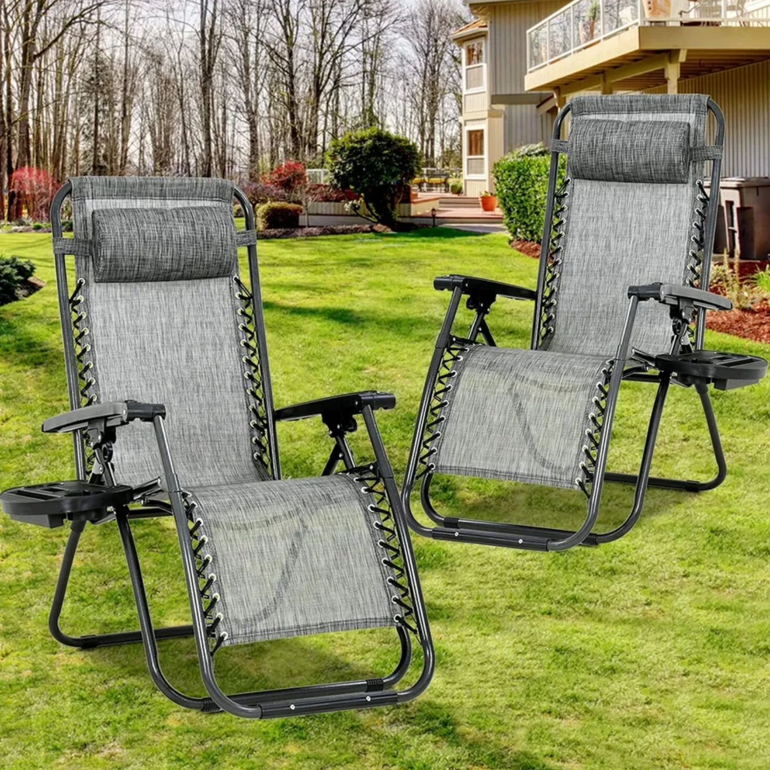 AmazingForLess Patio Zero Gravity Recliner Lounge Chairs Set of 2 ...
