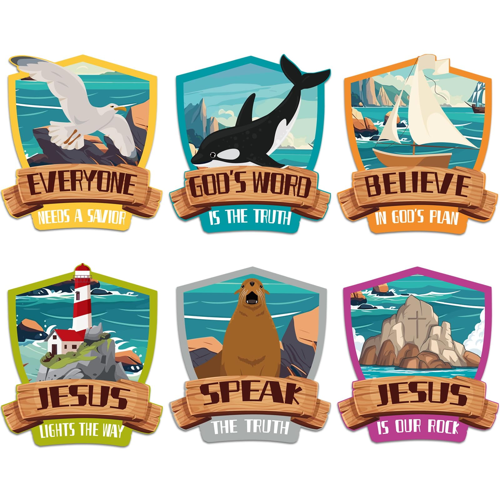 AmazingSpark 6 Pcs Beach Vbs Wall FST1 Cutout Set Inch Jesus 2025 ...